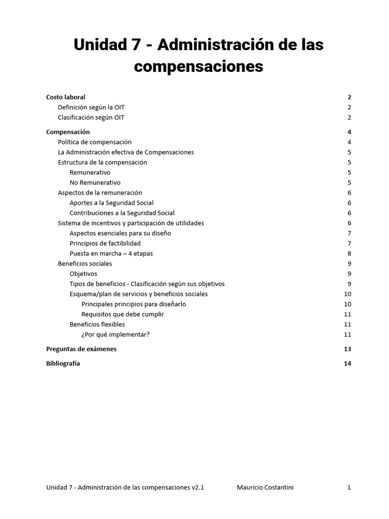 U7 - Administración de Las Compensaciones v2.1 | PDF | Salario | Derecho laboral