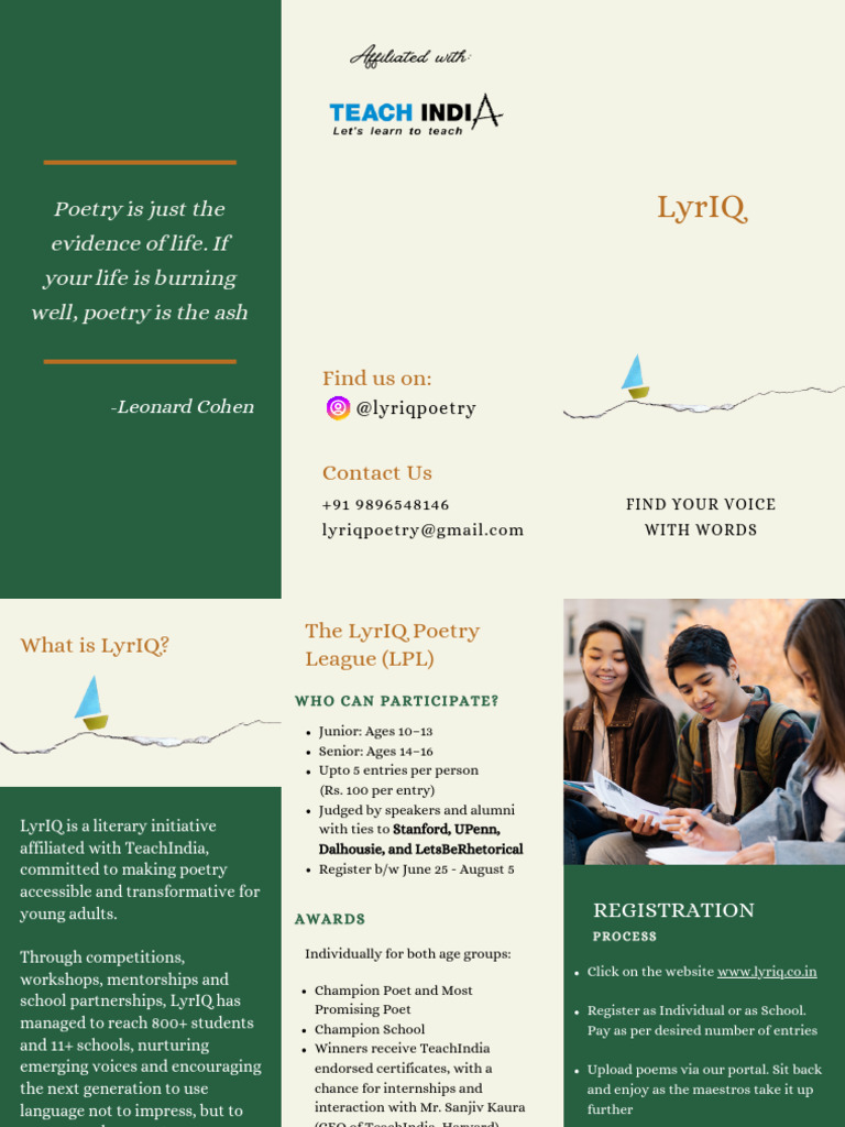 LyrIQ Poetry League Brochure PDF | PDF