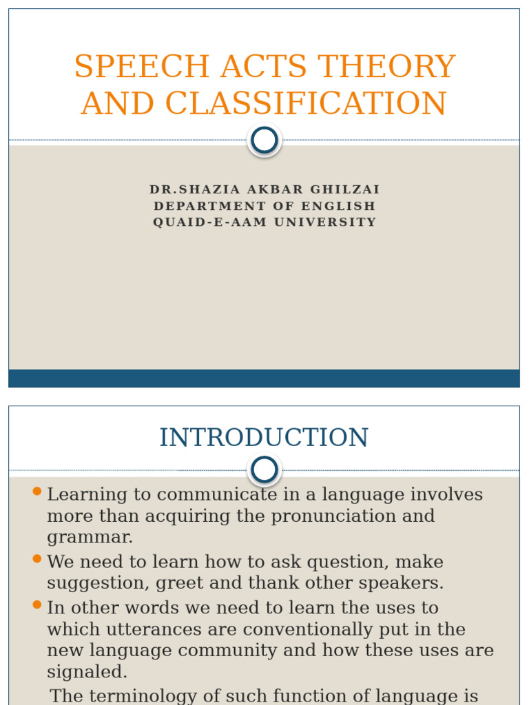 2 Speech Acts Theory and Classification | PDF | Cognitive Science | Semantics