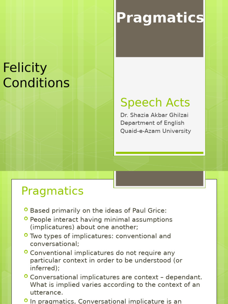 Understanding Felicity Conditions in Speech Acts | PDF | Linguistics ...