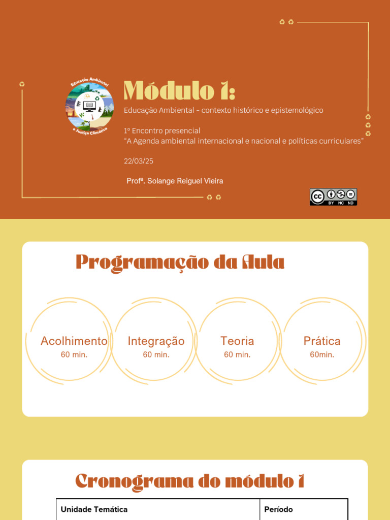 Slides Aula 01 - Módulo 1 | PDF | Movimento ambientalista | Sustentabilidade