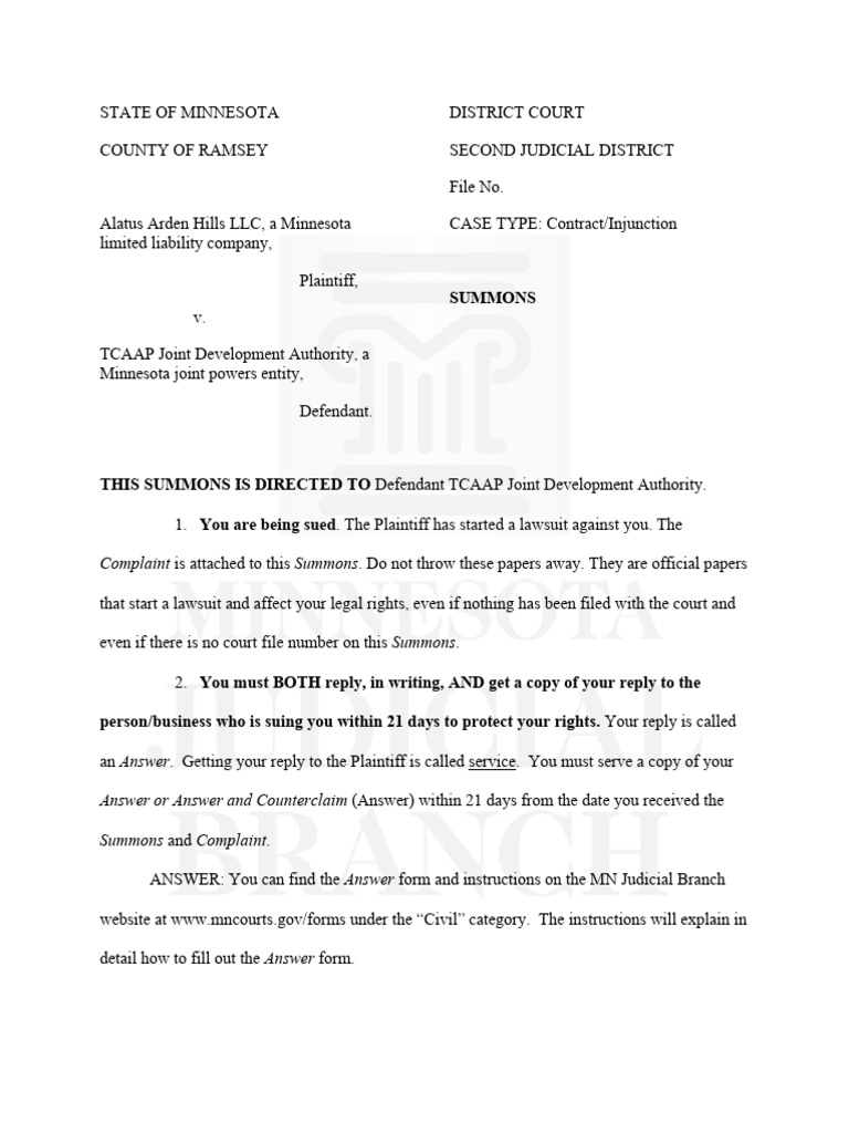 Alatus vs. TCAAP: Development Dispute | PDF | Lawsuit | Complaint