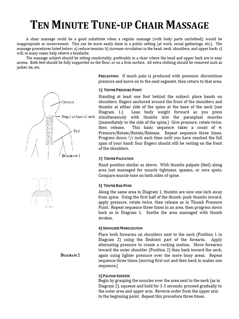 Chair Massage Techniques Overview | PDF | Hand | Thumb