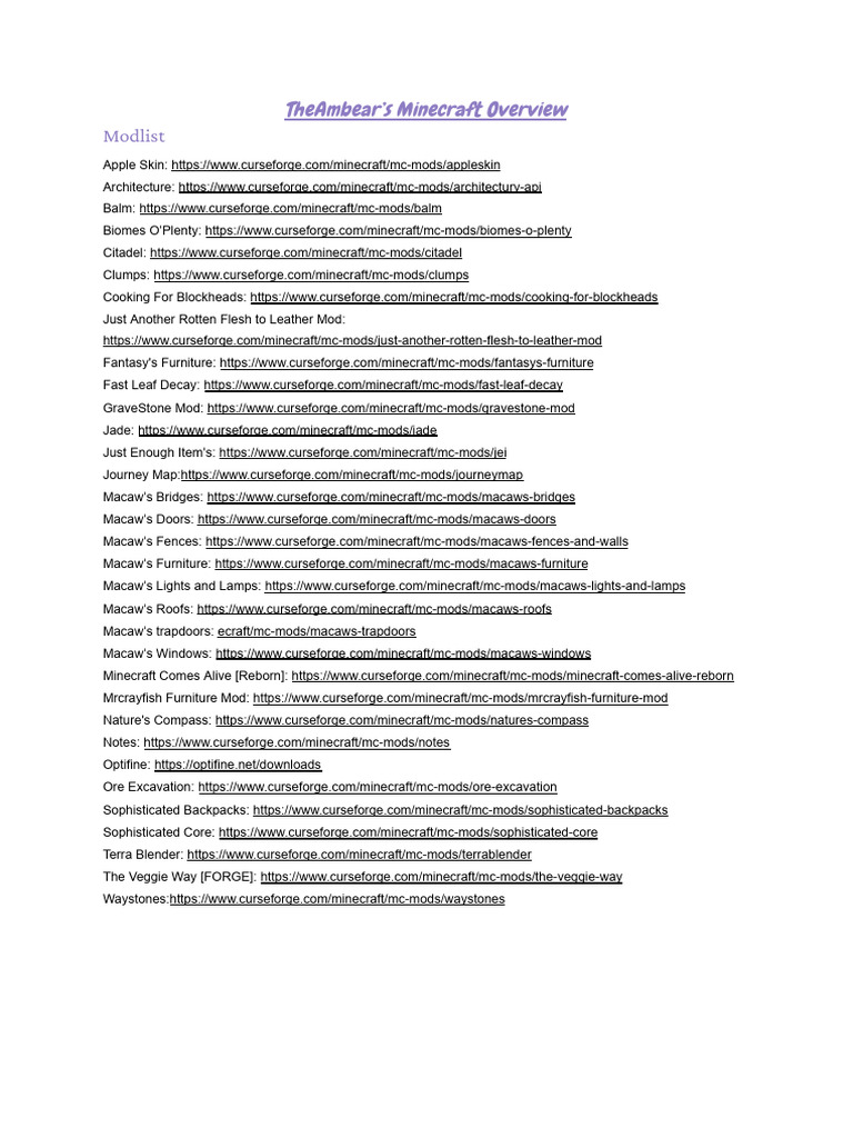 TheAmbear's Minecraft Overview | PDF | Minecraft
