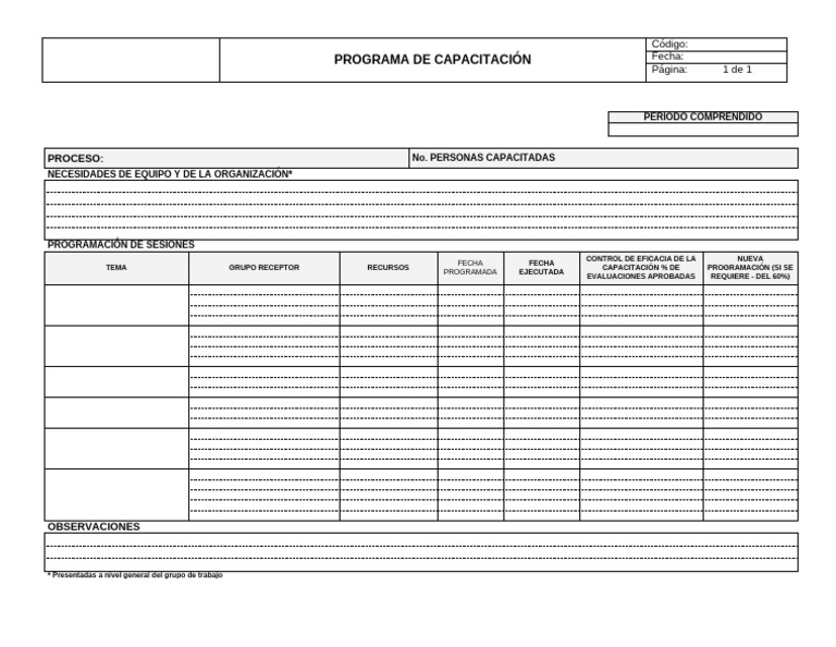 Programa Capacitacion | PDF