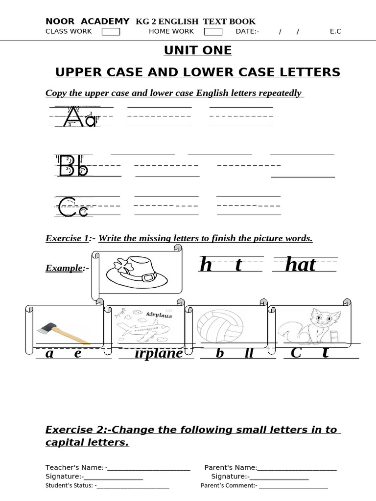 KG 2 English Textbook Exercises | PDF | Letter Case