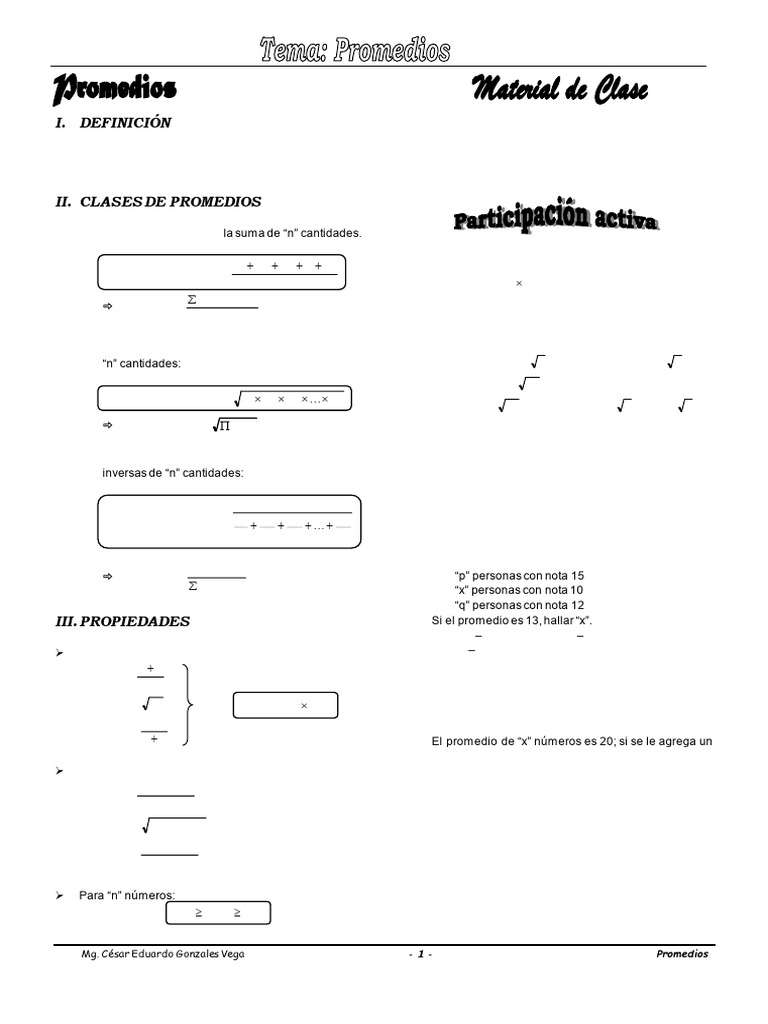 Sesión 14-Promedios | PDF | Matemáticas | Aritmética