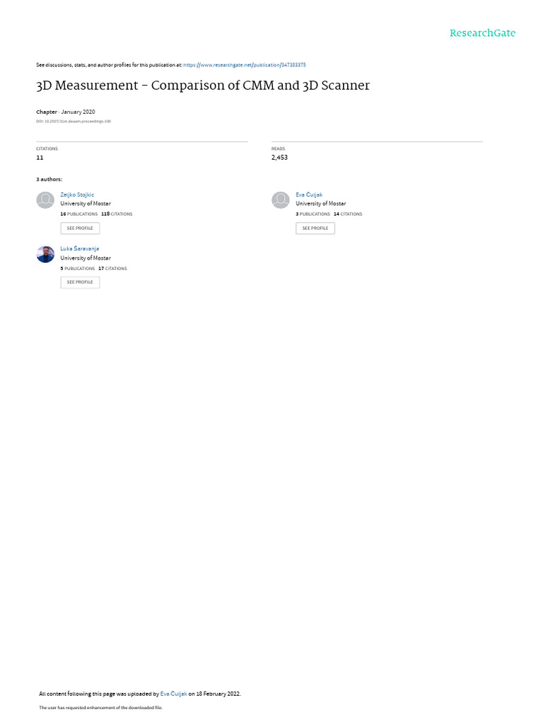 3DMeasurement ComparisonofCMMand3DScanner | PDF