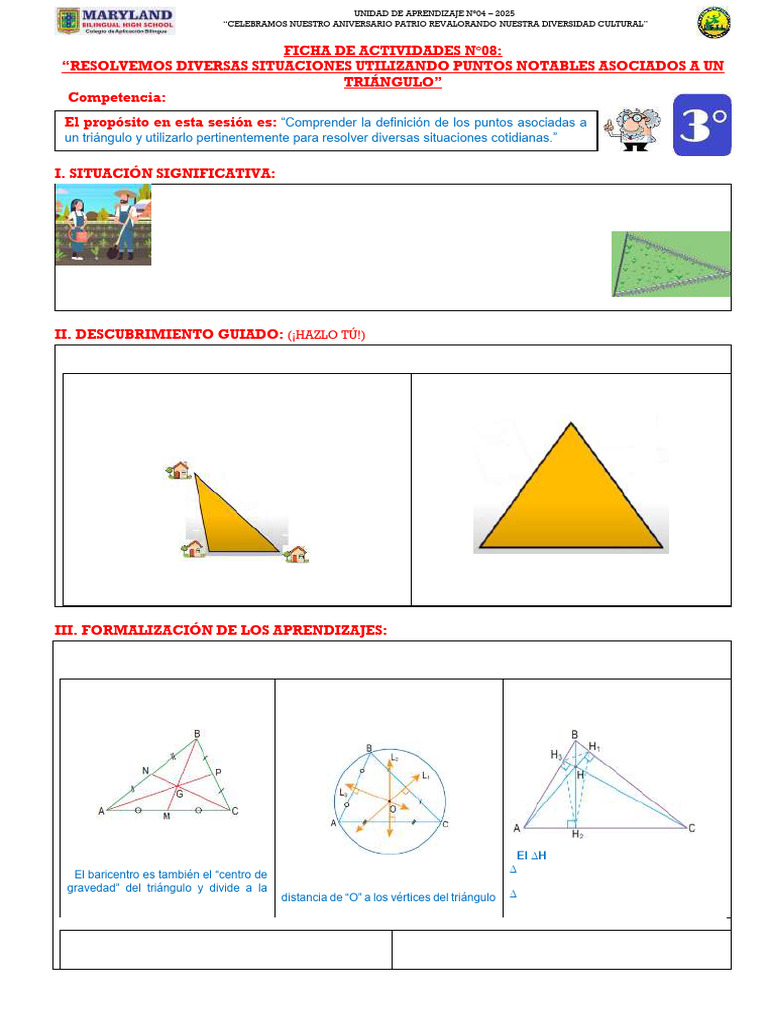 Ficha 8-3ero-Ua4-2025 | PDF | Triángulo | Geometría triangular