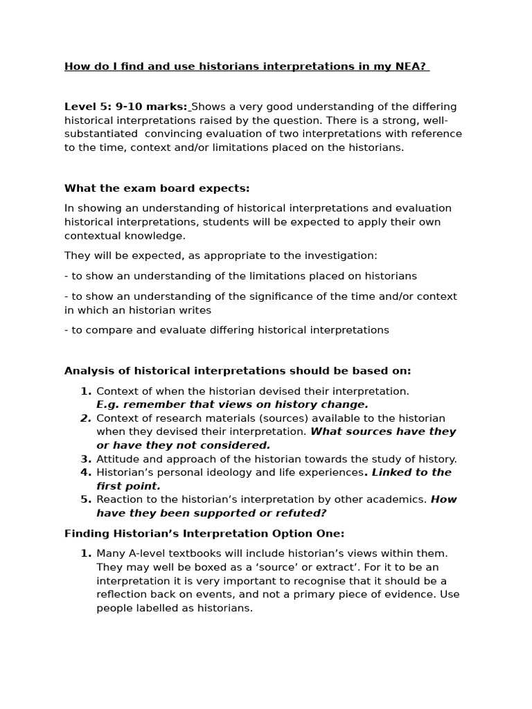 How Do I Find and Use Historians Interpretations in My NEA | PDF ...