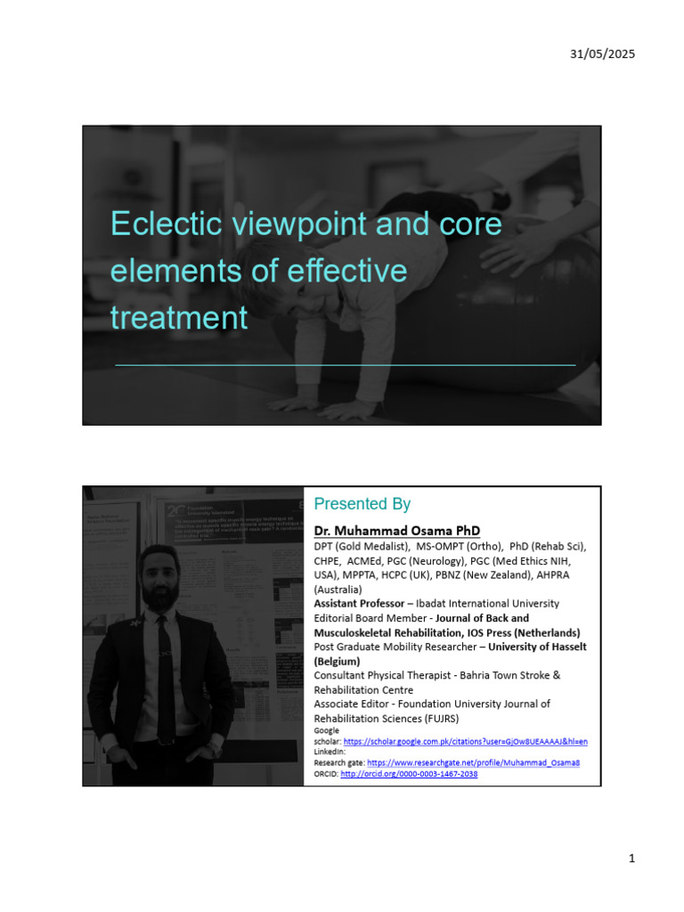 5 Eclectic Viewpoint and Core Elements of Effective Treatment | PDF ...