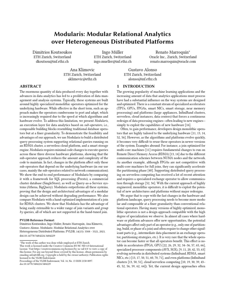 Modularis: Modular Relational Analytics Over Heterogeneous Distributed ...