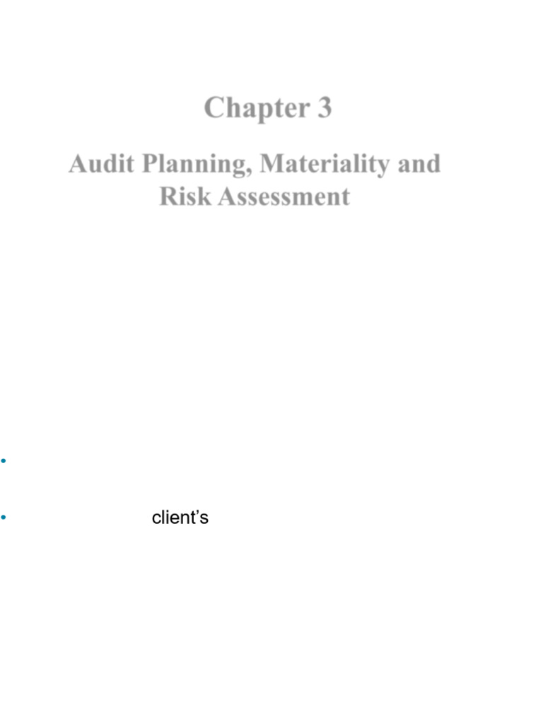 Audit Planning and Materiality Overview | PDF | Audit | Risk Assessment