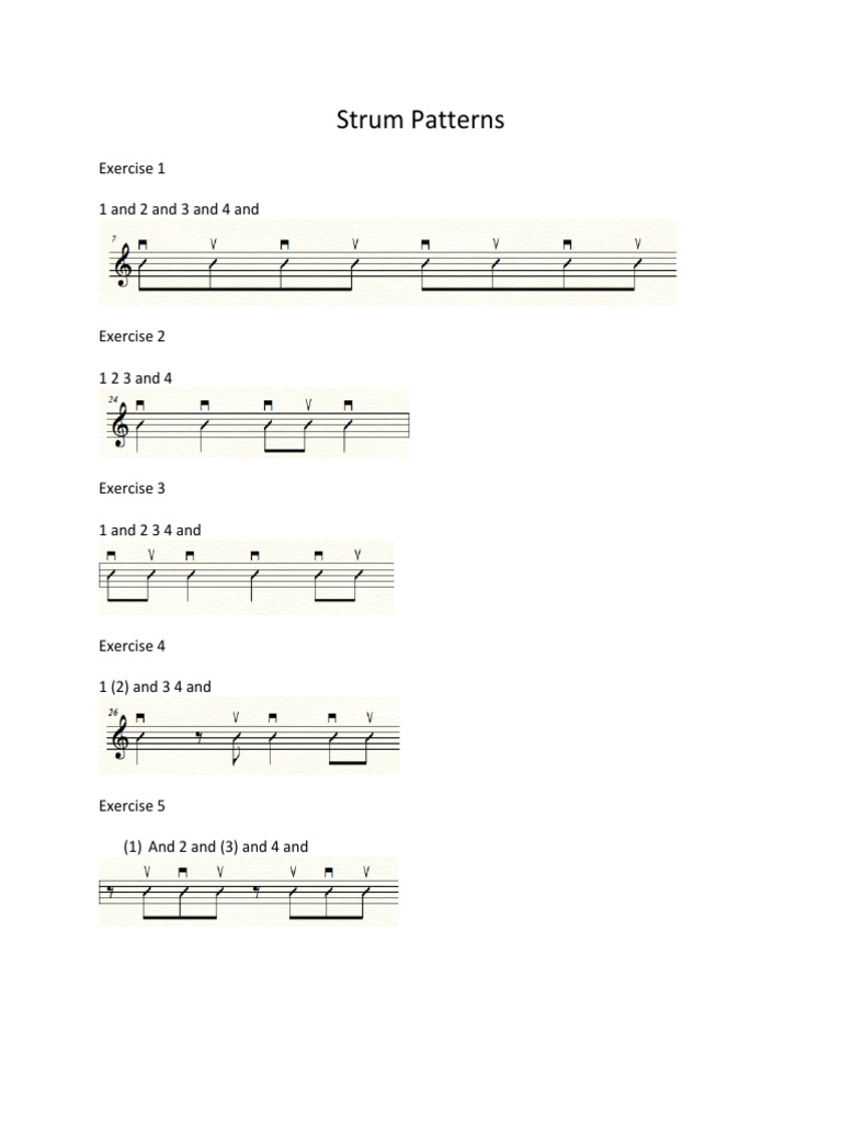 Strumming Patterns Exercise Guide | PDF