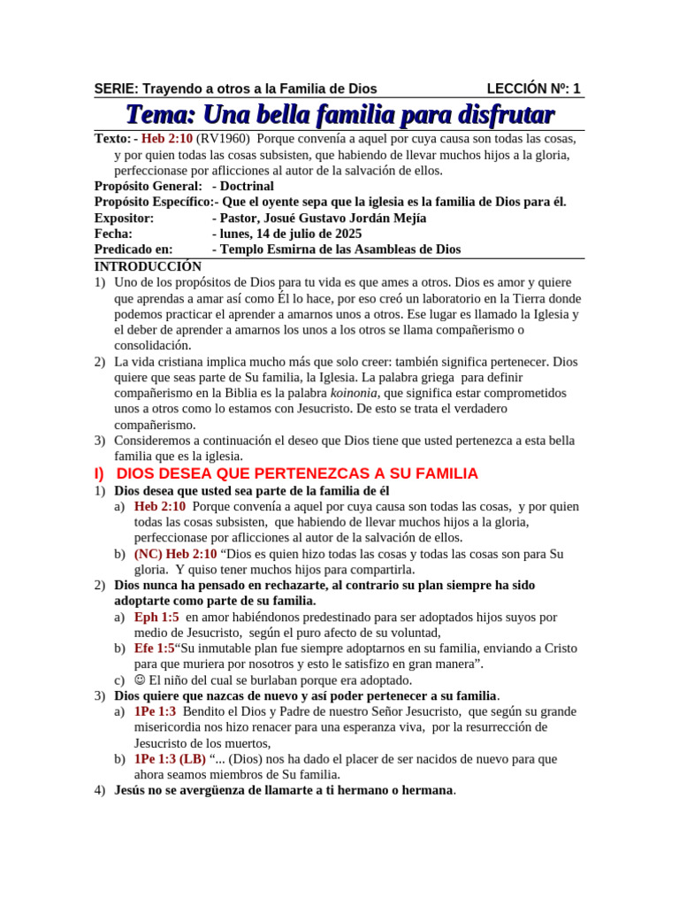 Doct - Familia - Trayendo A Otros A La Familia de Dios | PDF | Cristo (título) | Iglesia cristiana