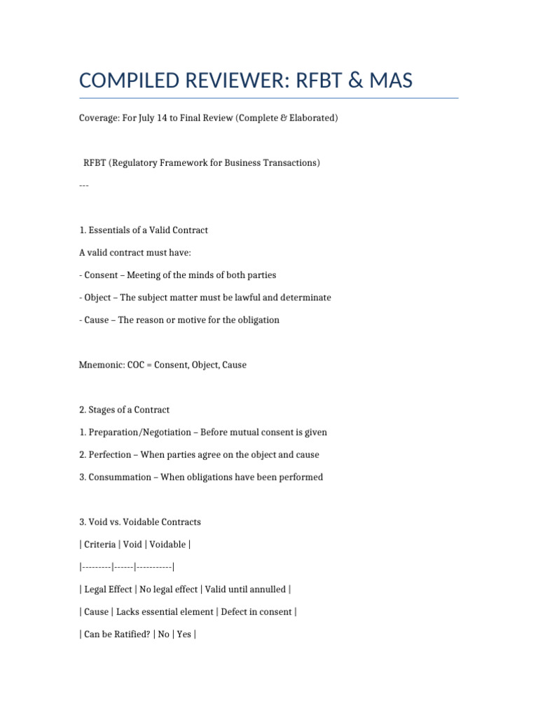RFBT MAS Compiled Reviewer | PDF | Internal Rate Of Return | Private Law