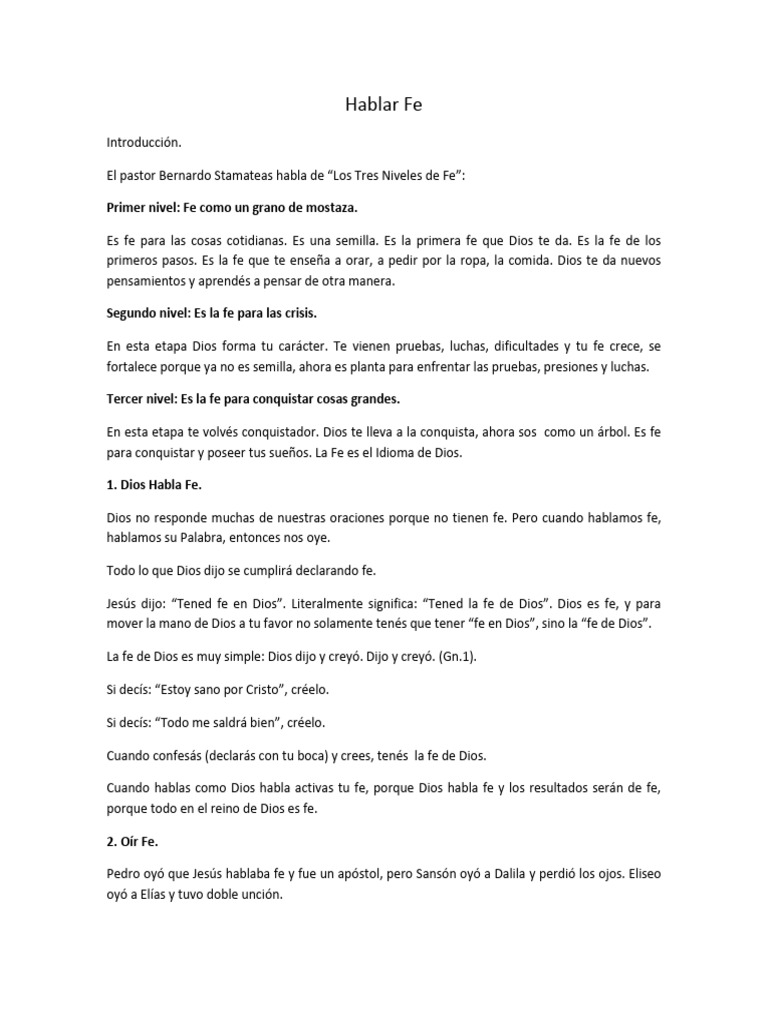 Los Tres Niveles de Fe según Stamateas | PDF | Cristo (título) | Dios