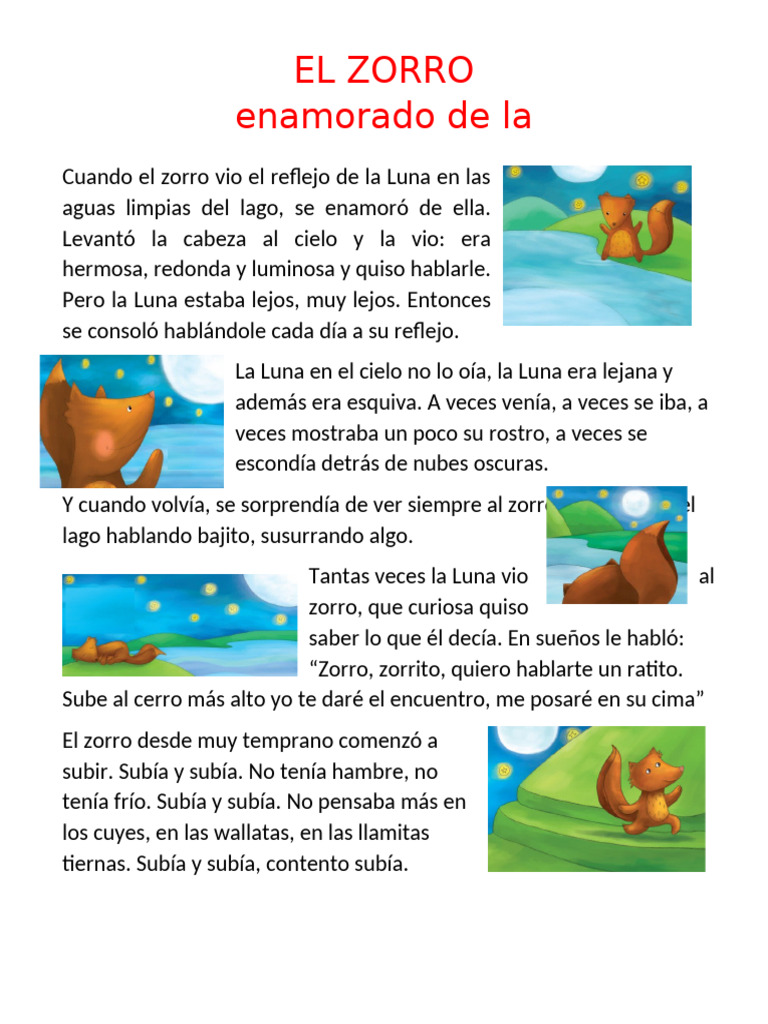 CUENTO - EL ZORRO Enamorado de La Luna | PDF