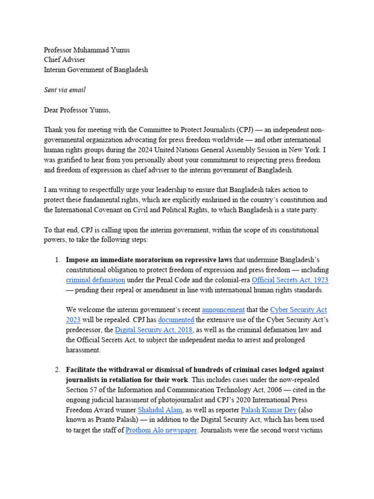 Urgent Call for Press Freedom in Bangladesh | PDF | Freedom Of The ...