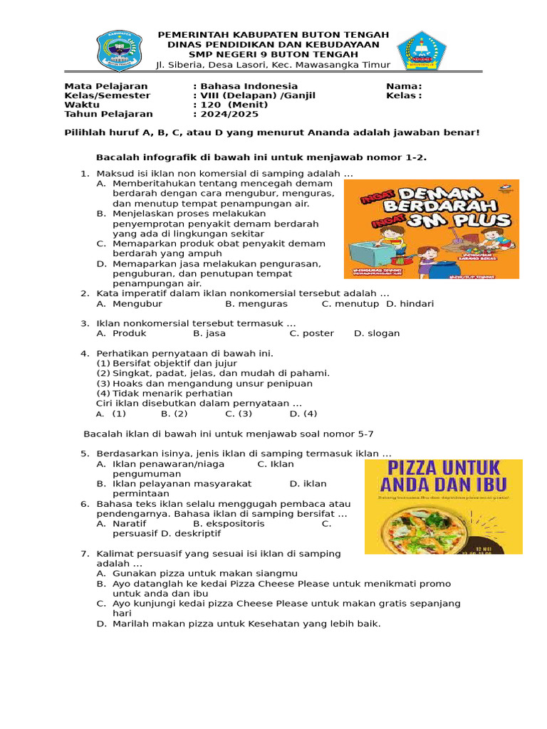 Soal KURMER Ganjil 2024 | PDF