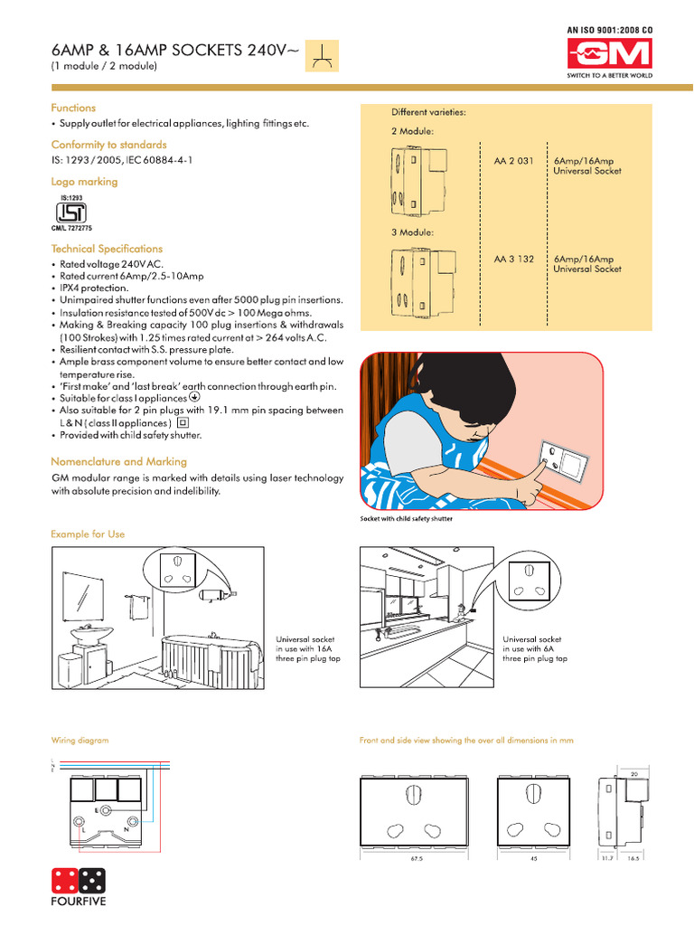 6a 16a Sockets | PDF