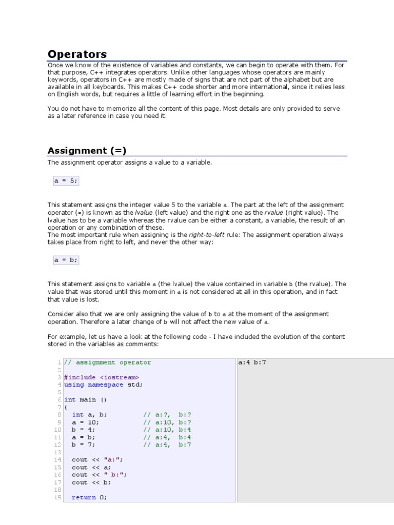 Operators Assignment Pdf Boolean Data Type Variable Computer Science 1070