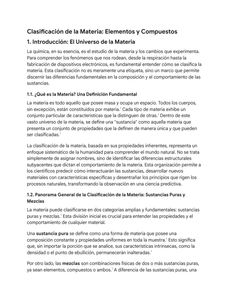 Clasificación de Materia: Elementos y Mezclas | PDF | Compuestos ...