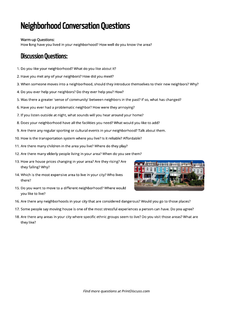 Neighborhood Questions | PDF