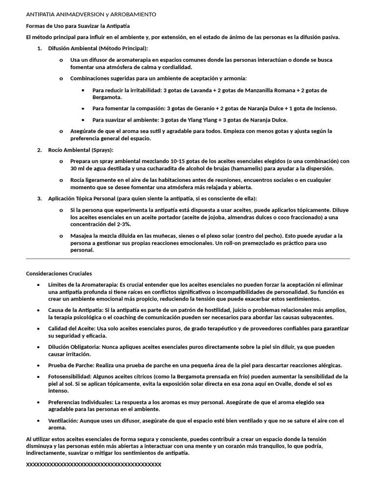 Antipatia Animadversion y Arrobamiento | PDF | Aromaterapia