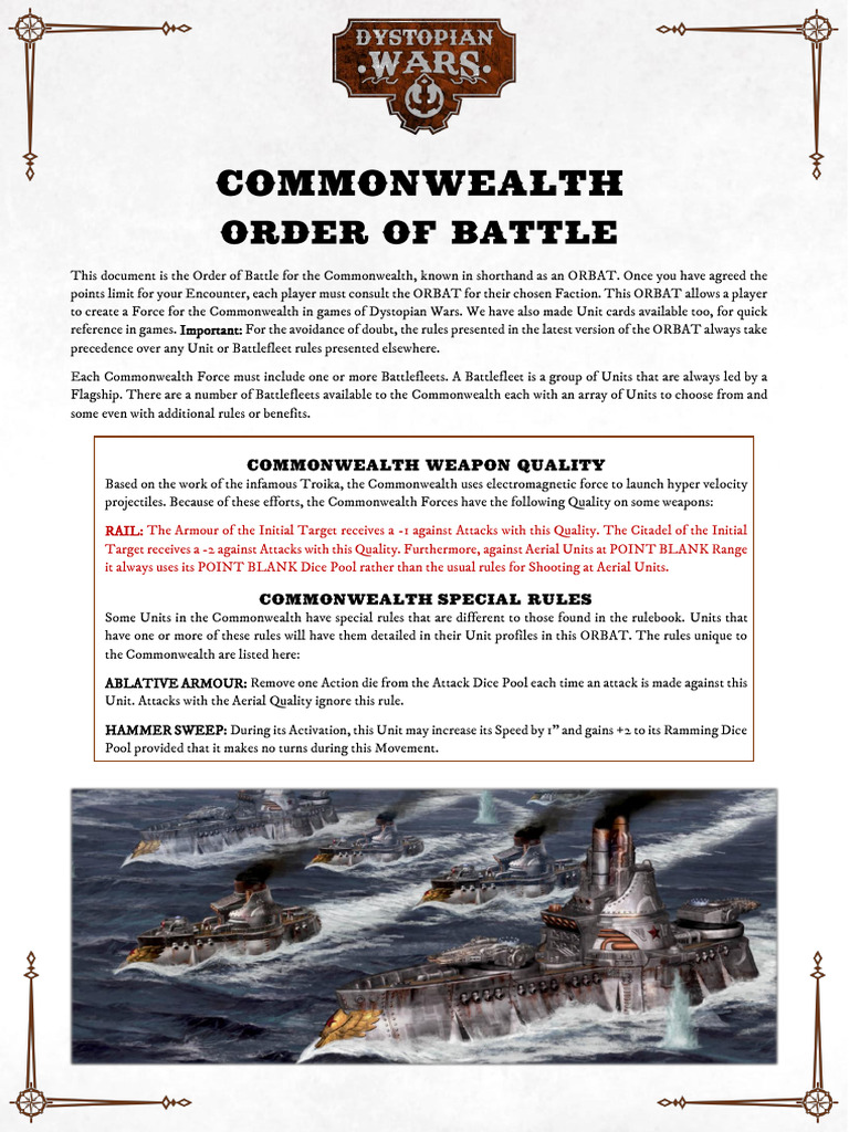 Commonwealth ORBAT 160521 | PDF | Artillery Battery | Battleship
