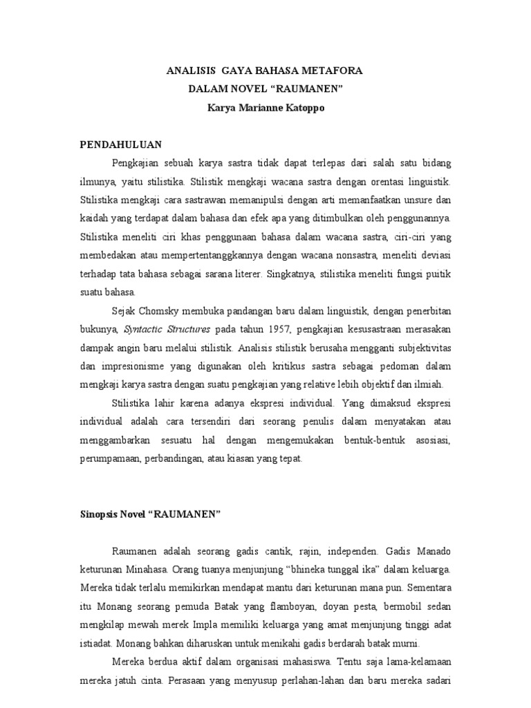 Analisis Metafora di "Raumanen" | PDF | Fiksi Umum