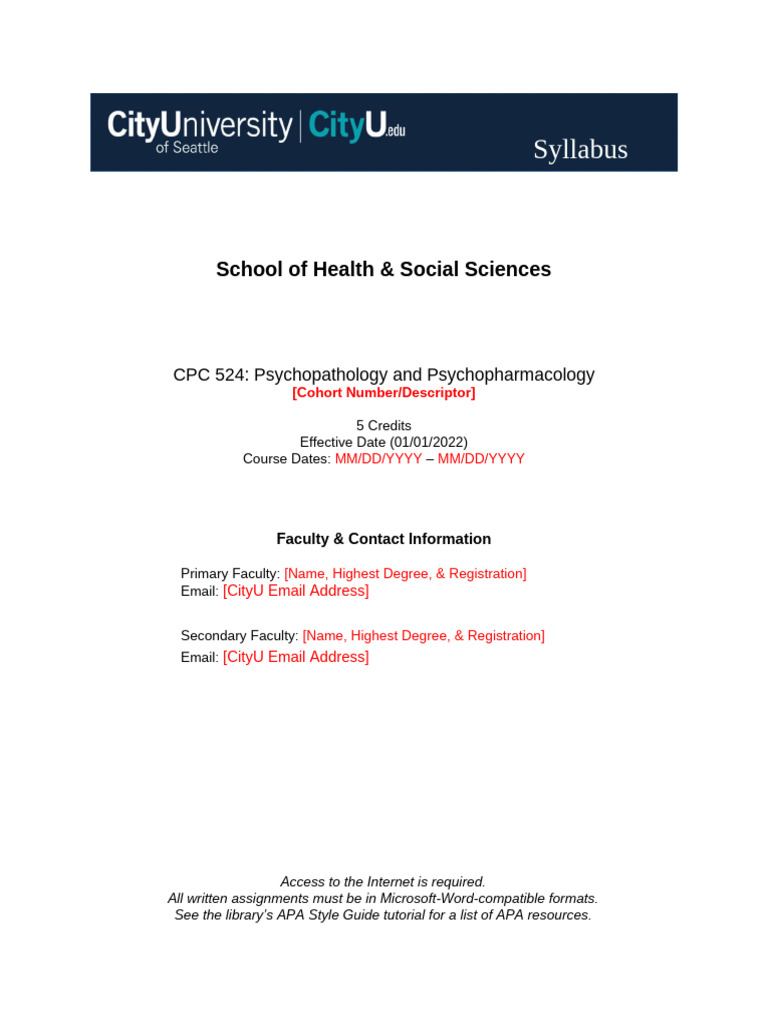 CPC 524: Psychopathology Overview | PDF | Diagnostic And Statistical ...