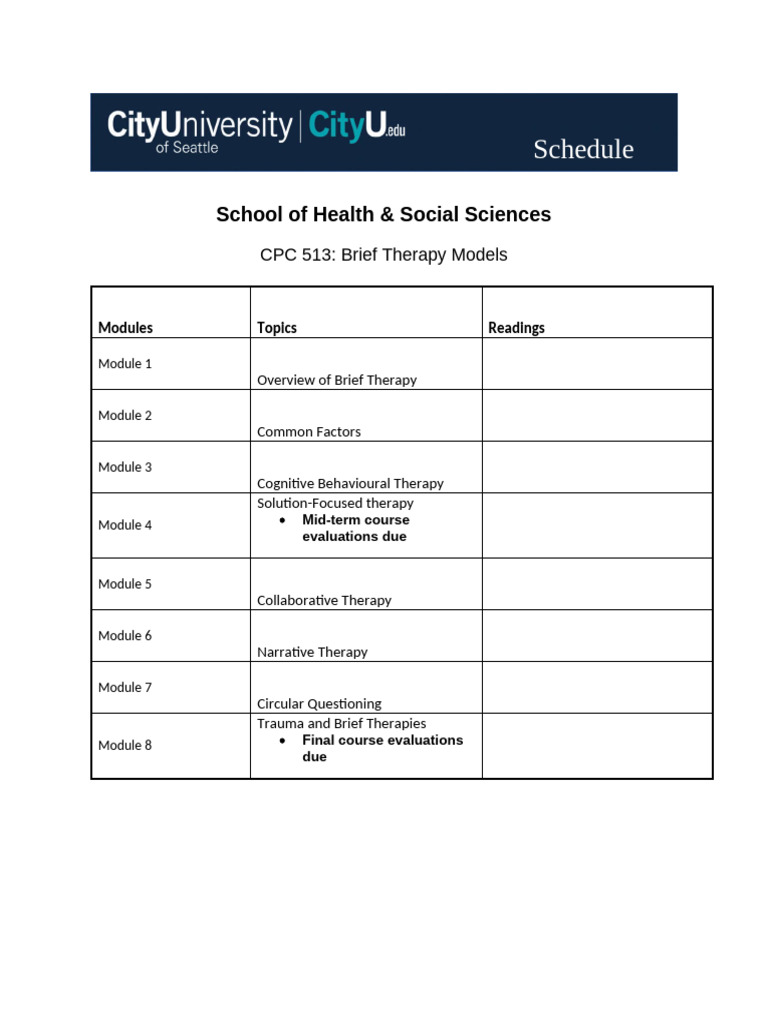 CPC 513 Master Schedule | PDF