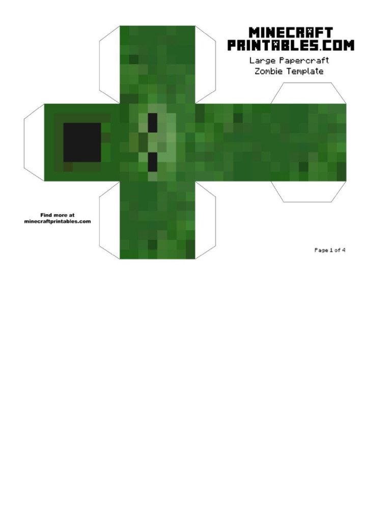 Plantilla Minecraft Zombie 4 Hojas | PDF
