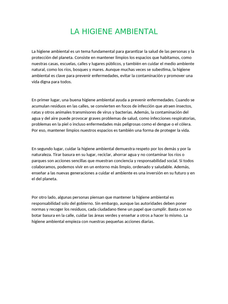 Cuidado del Medio Ambiente para Niños | PDF
