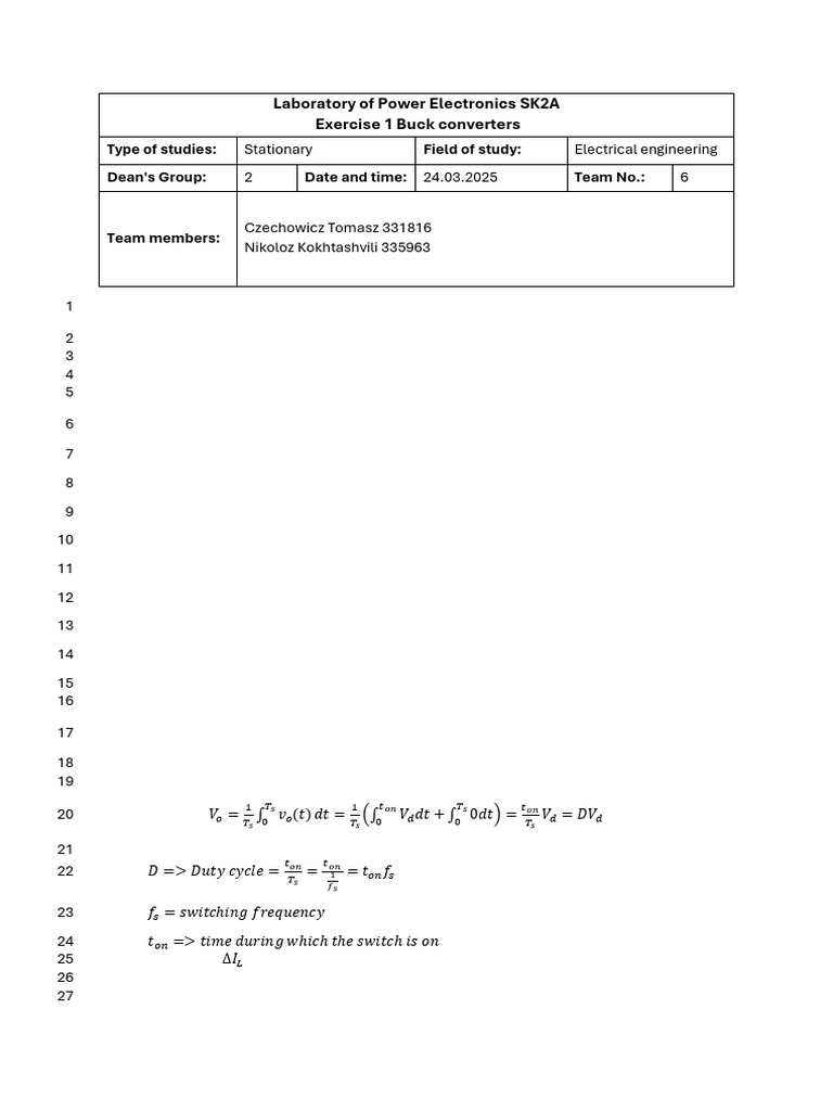 Buck Converter Operation and Analysis | PDF | Electrical Engineering ...