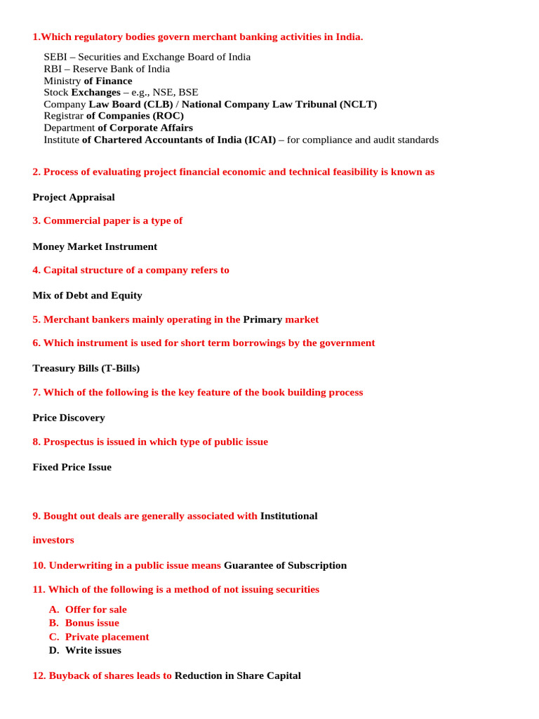 Merchant Banking Regulations in India | PDF | Banks | Non Bank ...