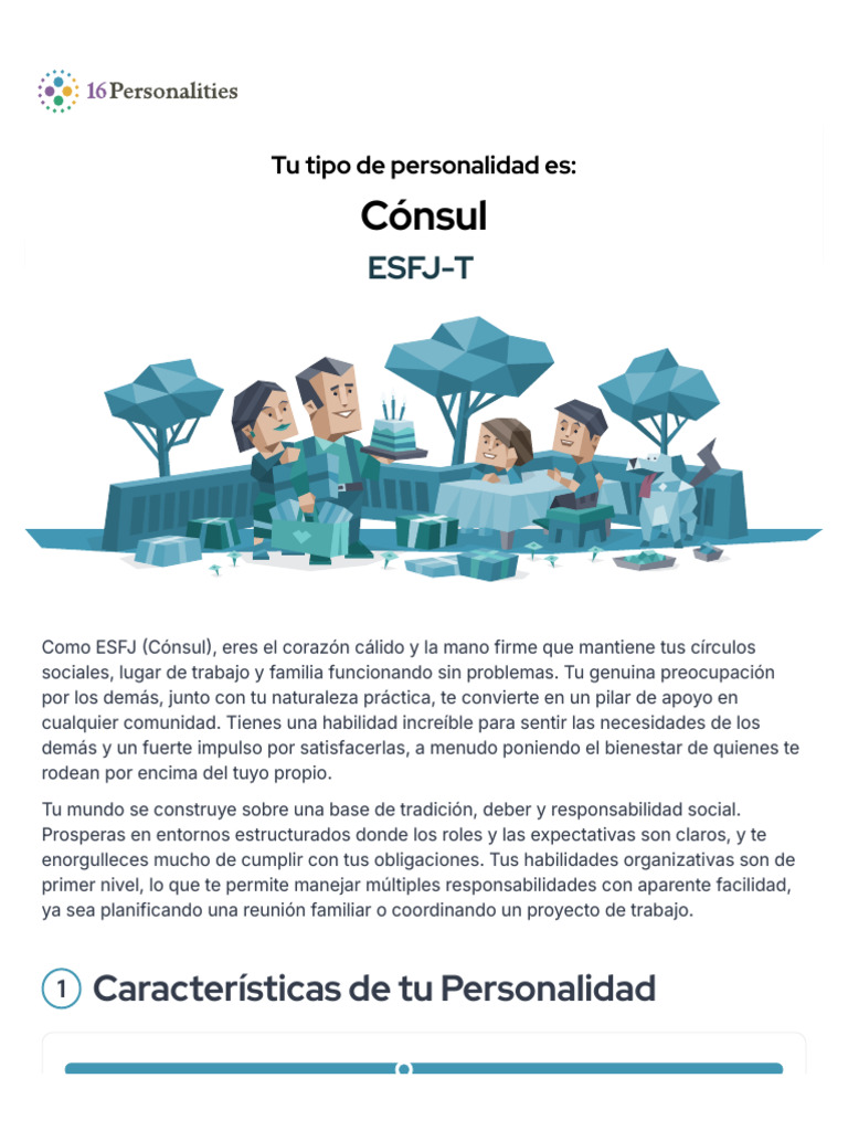 Personalidad ESFJ (Cónsul) 16personalities ELY | PDF | Las emociones | Desarrollo personal