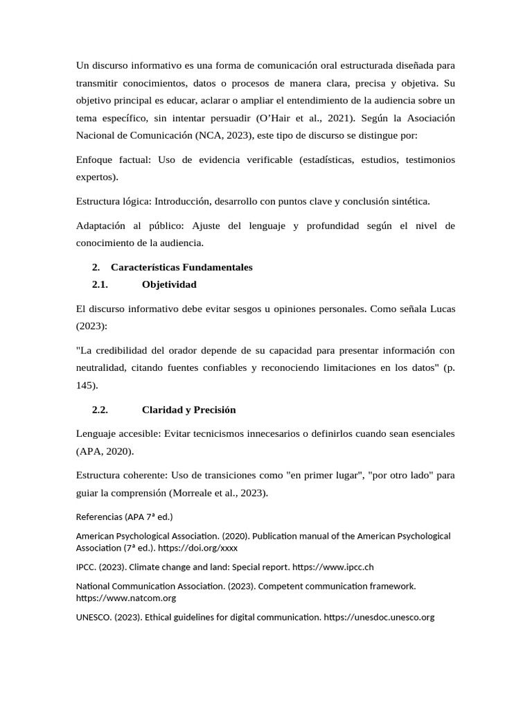 Un Discurso Informativo Es Una Forma de Comunicación Oral Estructurada ...