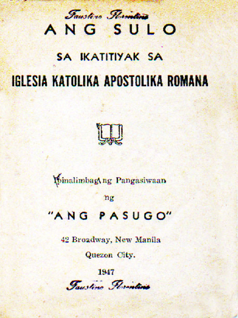 Ang Sulo Sa Ikatitiyak Sa Iglesia Katolika Apostolika Romana | PDF