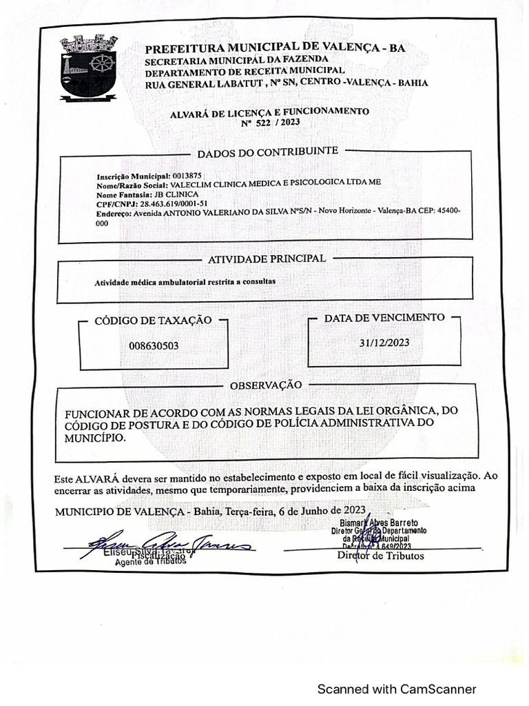 Alvará de Funcionamento | PDF