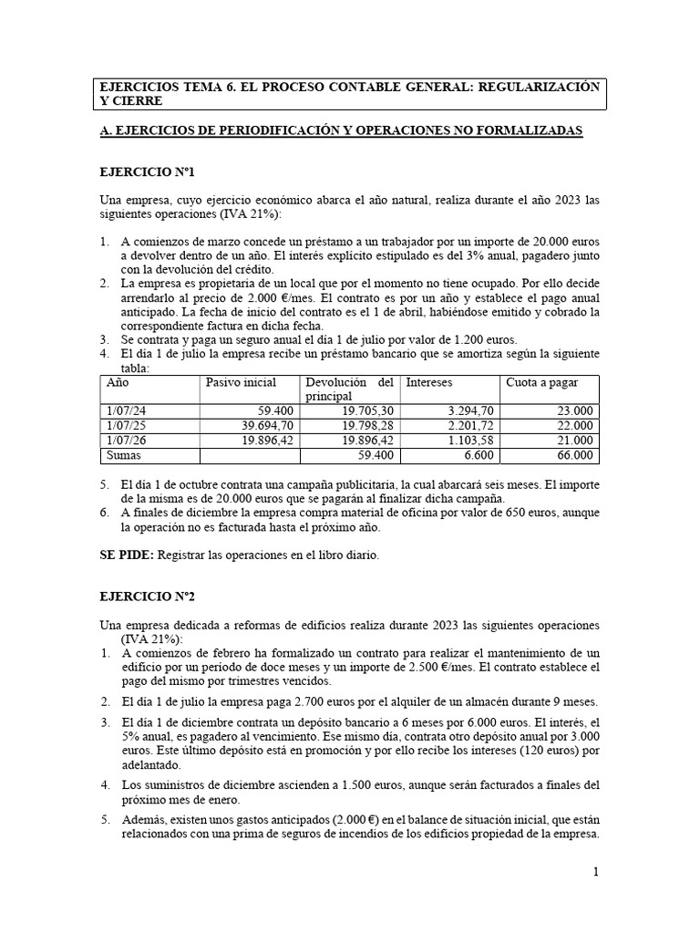 Ejercicios Tema 6 y Generales Doble DCHO FICO 24-25 | PDF | Contabilidad | Salario