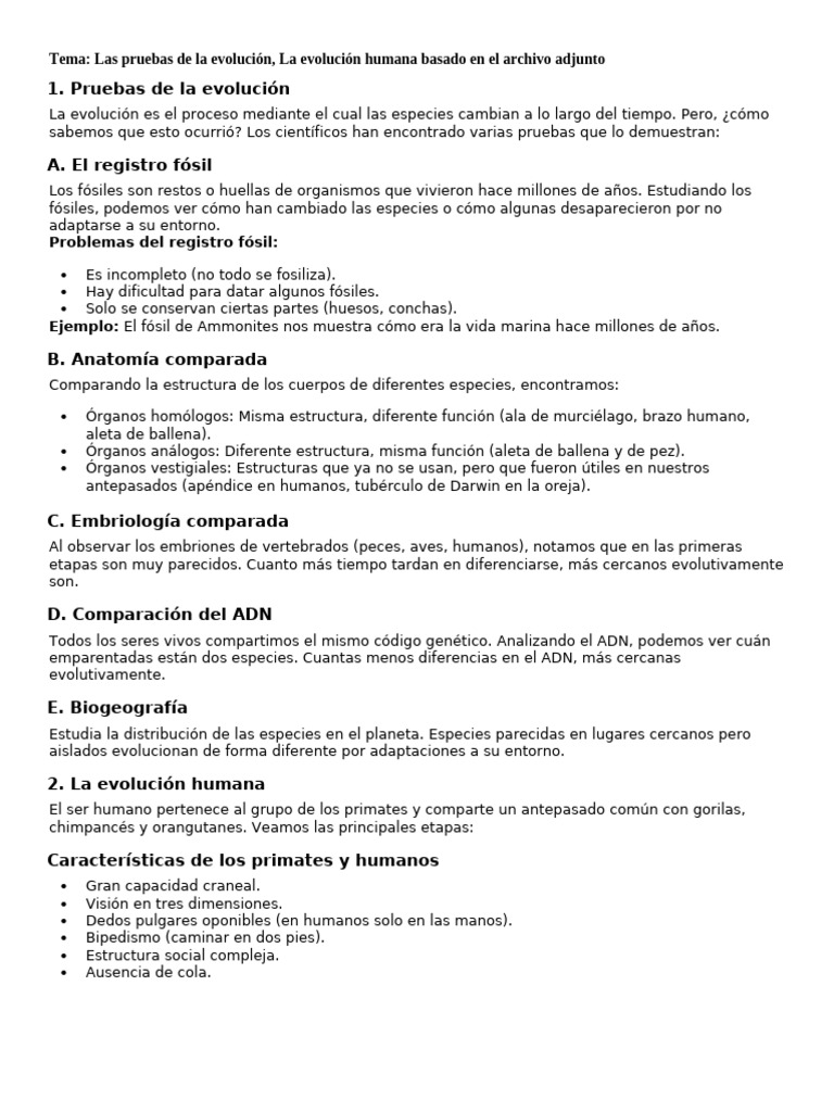 Clase CCNN 8vo Pruebas de La Evolucion p.37 | PDF | Homo | Evolución humana