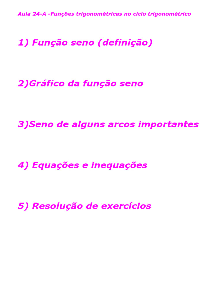 Funções Trigonométricas: Seno e Cosseno | PDF | Trigonometria | Equações