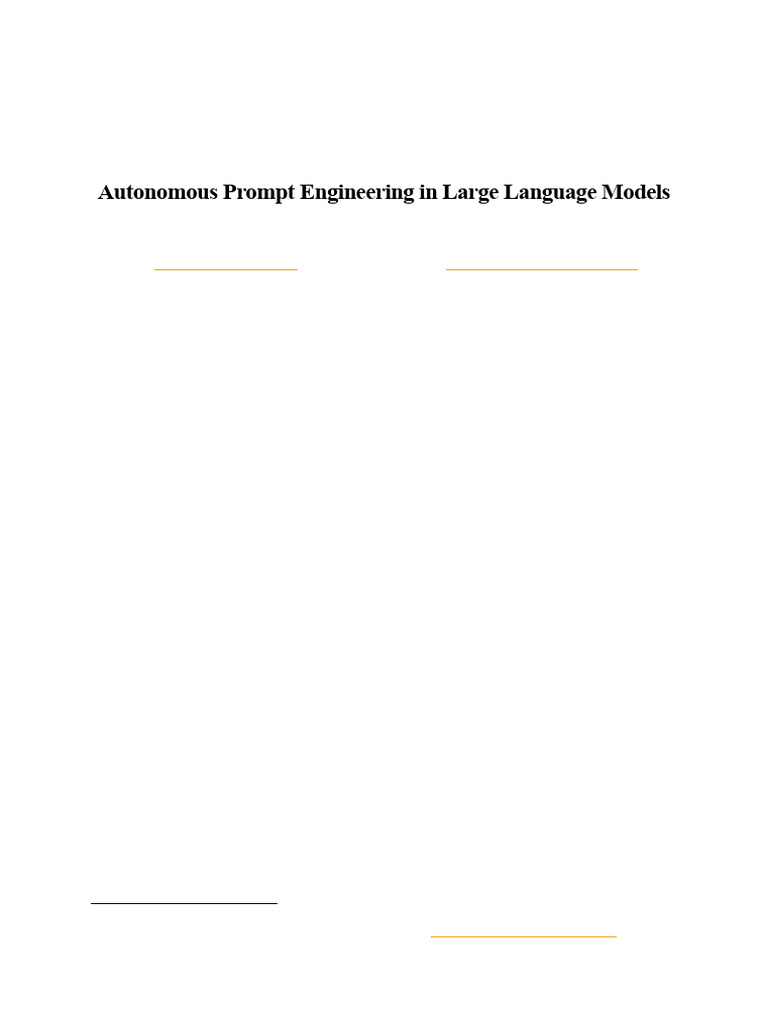 Autonomous Prompt Engineering in Large Language Models | PDF ...