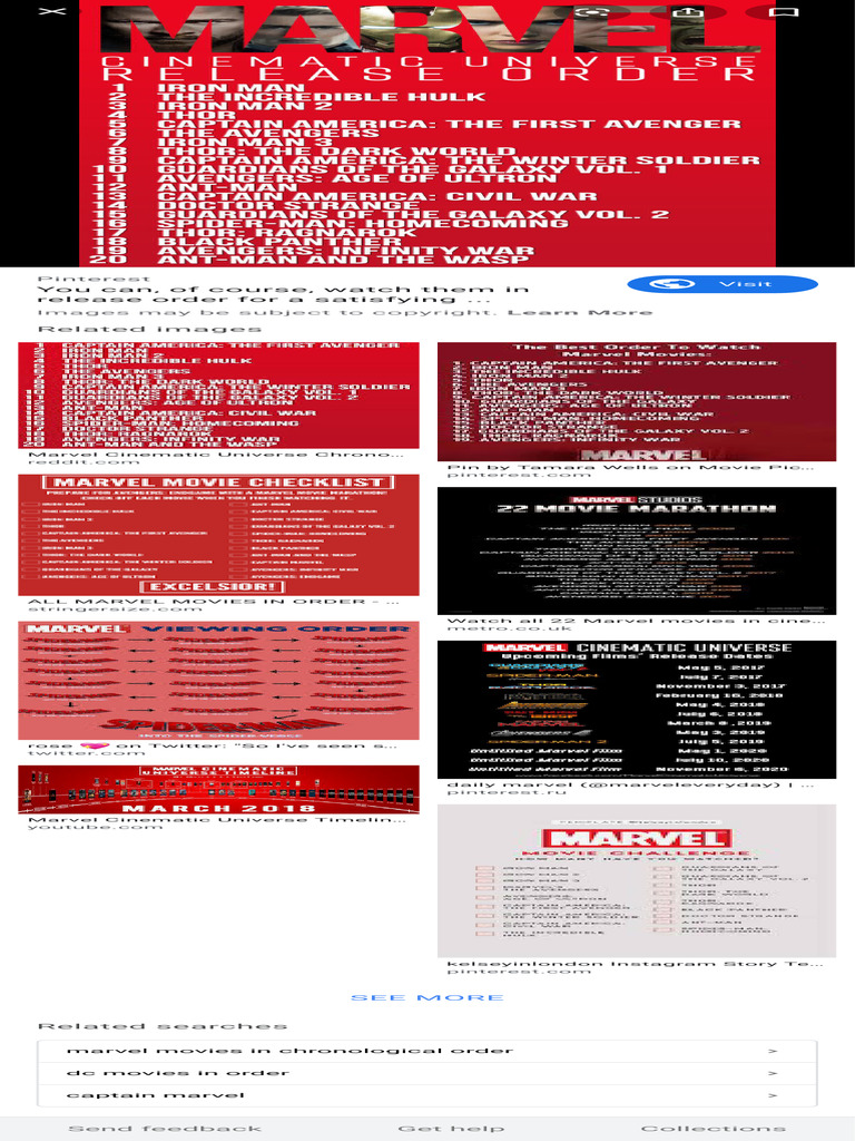Marvel Movies in Release Order - Google Search | PDF