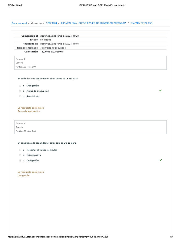 EXAMEN FINAL BSP - Revisión Del Intento | PDF