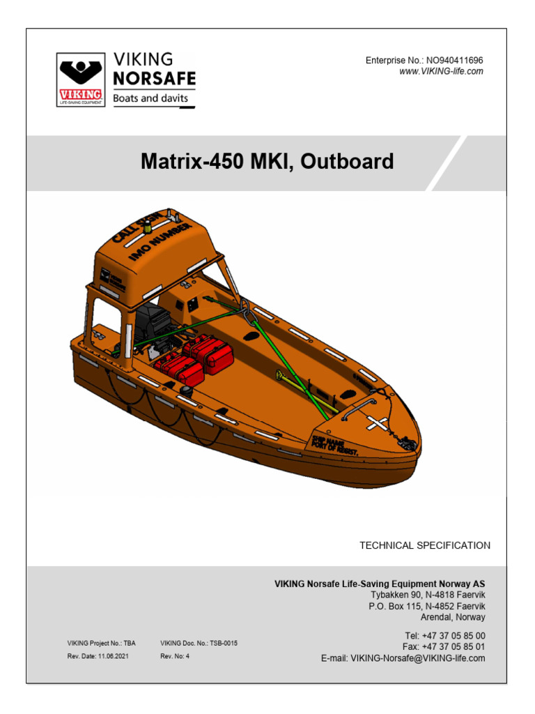 Matrix-450 MKI Rescue Boat Specs | PDF | Boats | Deck (Ship)
