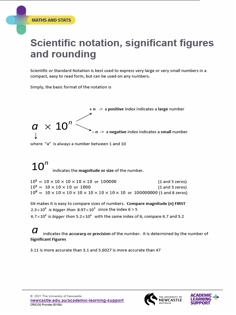 Scientific Notation, Significant Figures and Rounding | PDF ...