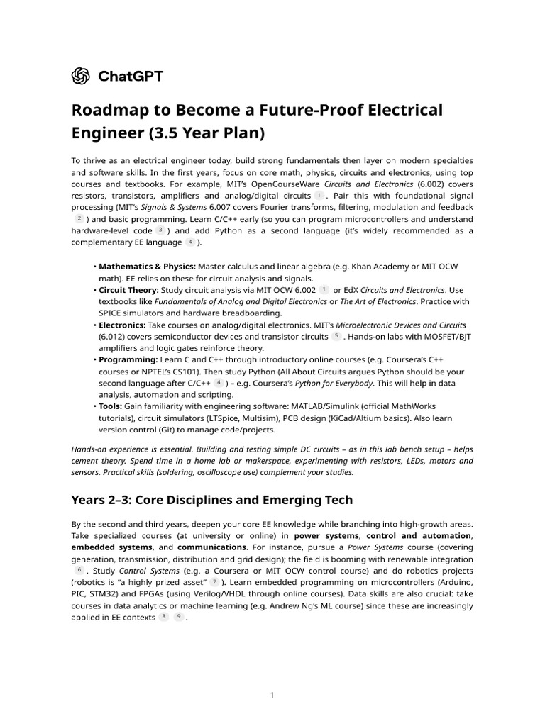 Roadmap To Become A Future-Proof Electrical Engineer (3.5 Year Plan) | PDF | Electronics ...